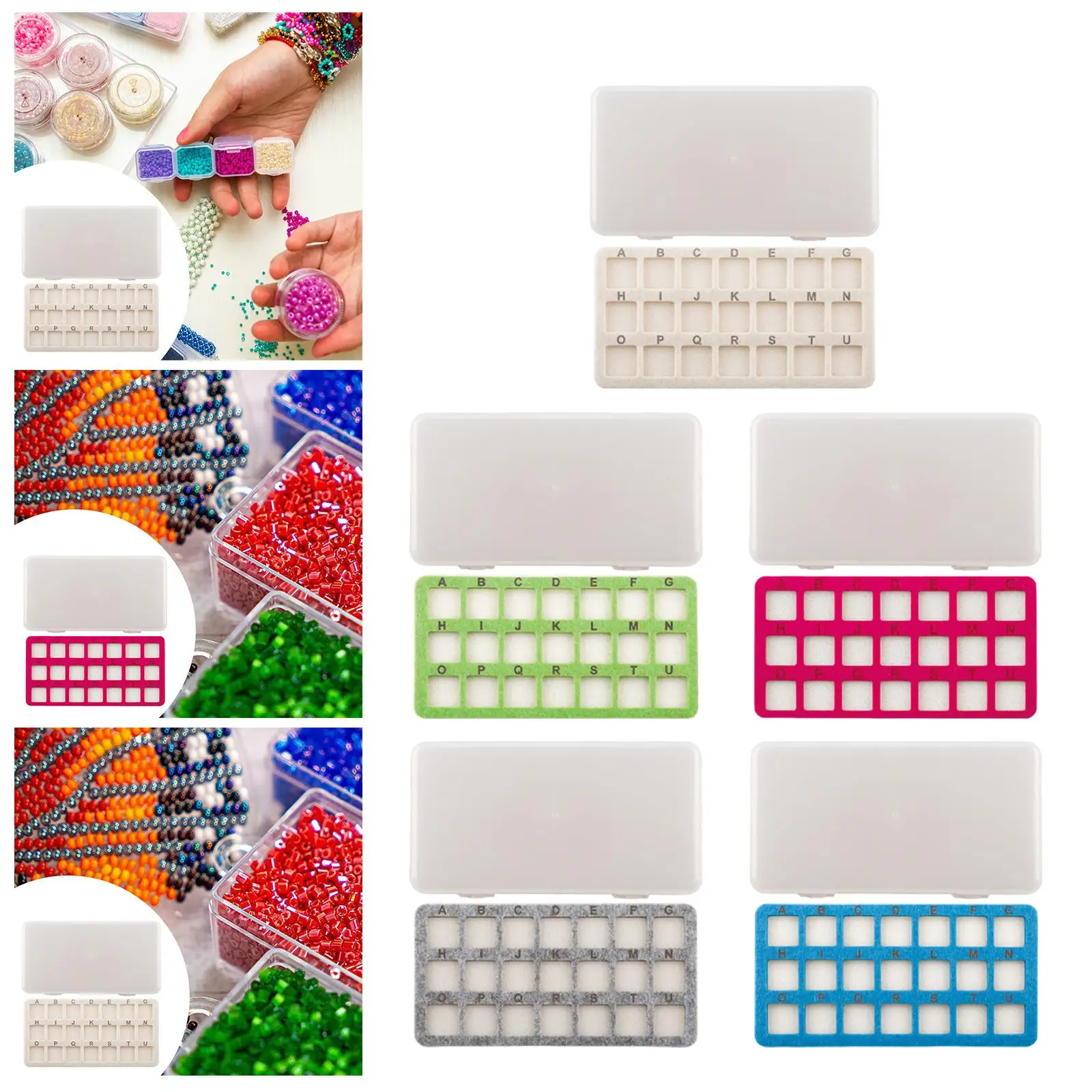 Bead Storage Mat 21 Grids Beading Tray Compact Bead Pad with Box for ...