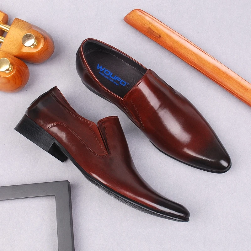 Pointed-Toe-Men-Dress-Shoes-Loafers-Burgundy-Black-Casual-Oxford-Shoes ...