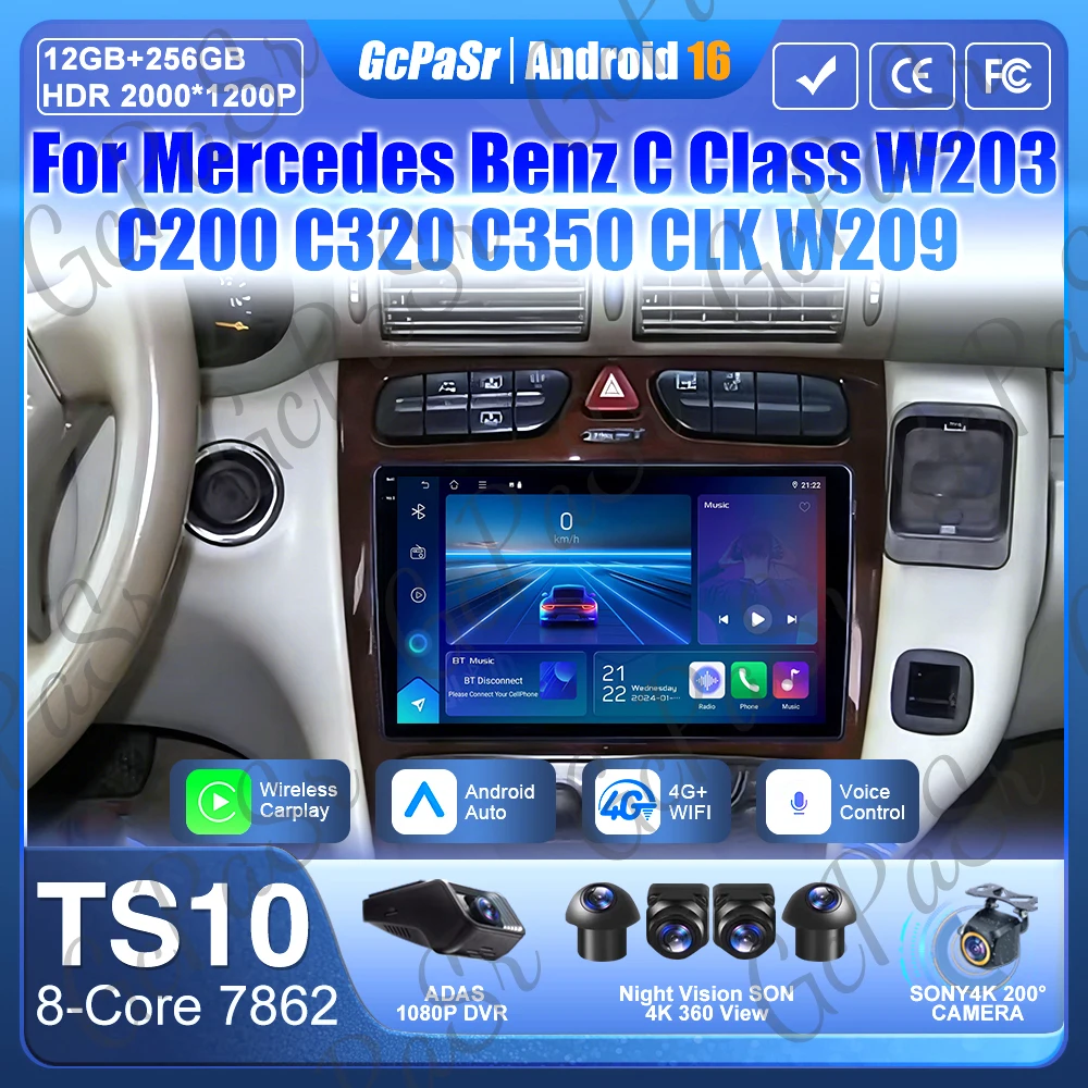 Android 15 para mercedes benz classe c w203 c200 c320 c350 clk w209 ...
