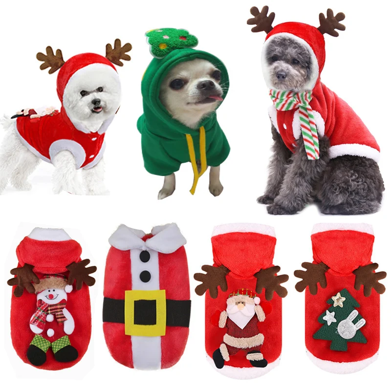 Pet Christmas Clothes Winter Warm Soft Fleece Dog Sweater Pet Clothing ...