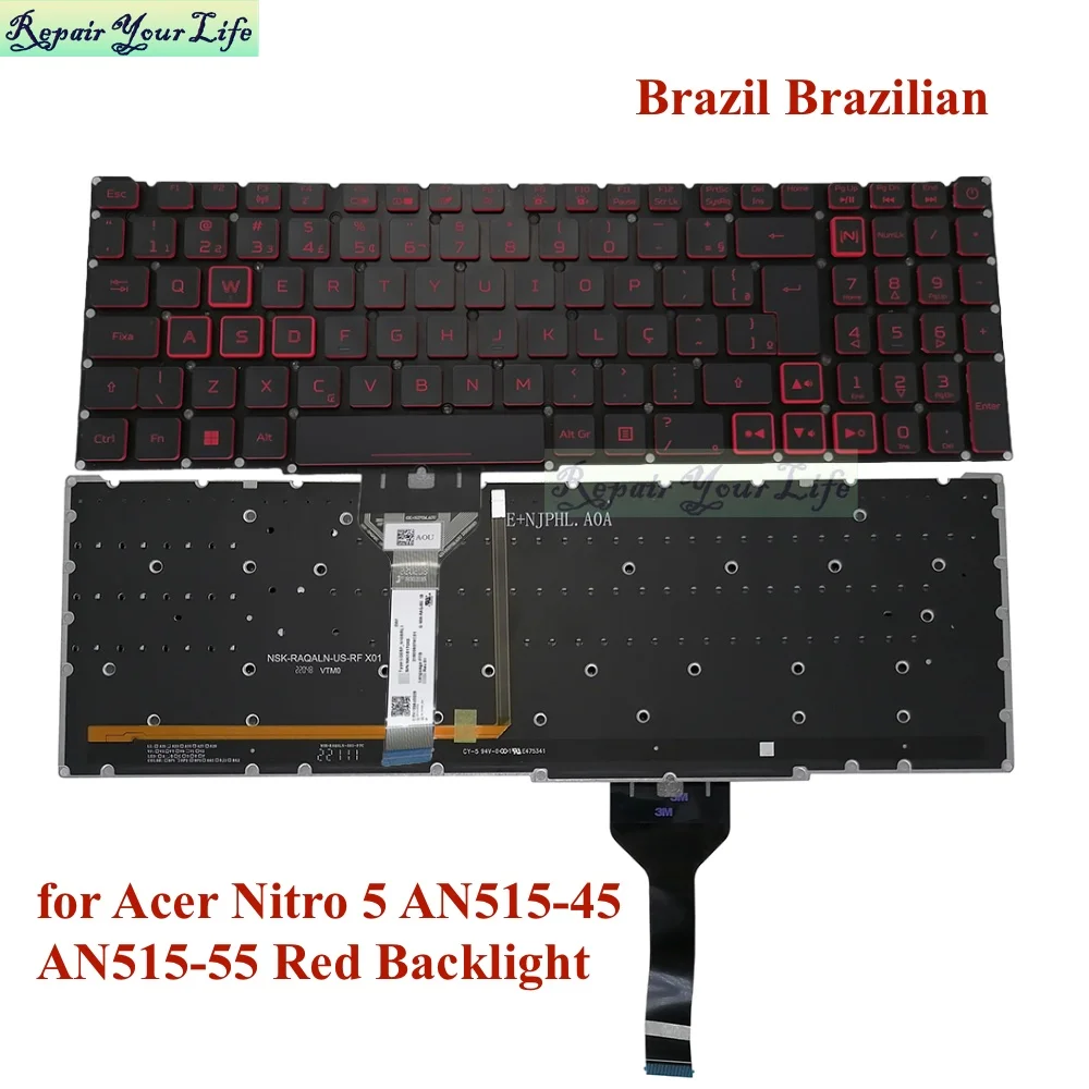 Teclado-retroiluminado-italiano-turco-PT-BR-rojo-para-Acer-Nitro-5 ...