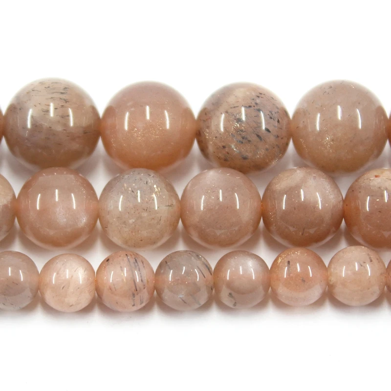 Natural Stone Black Sunstone 6 8 10MM 39CM Round Loose Strand Stone ...