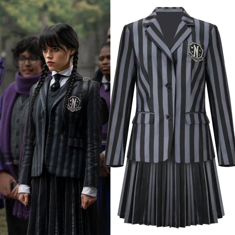 Wednesday Addams Cosplay School Uniform For Girl Costume 2023 New ...