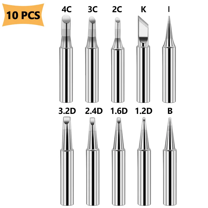 10pcs Universal Soldering Iron Tips Pure Copper 900M-T Soldering Iron Tip Lead-free Solder Tips ...