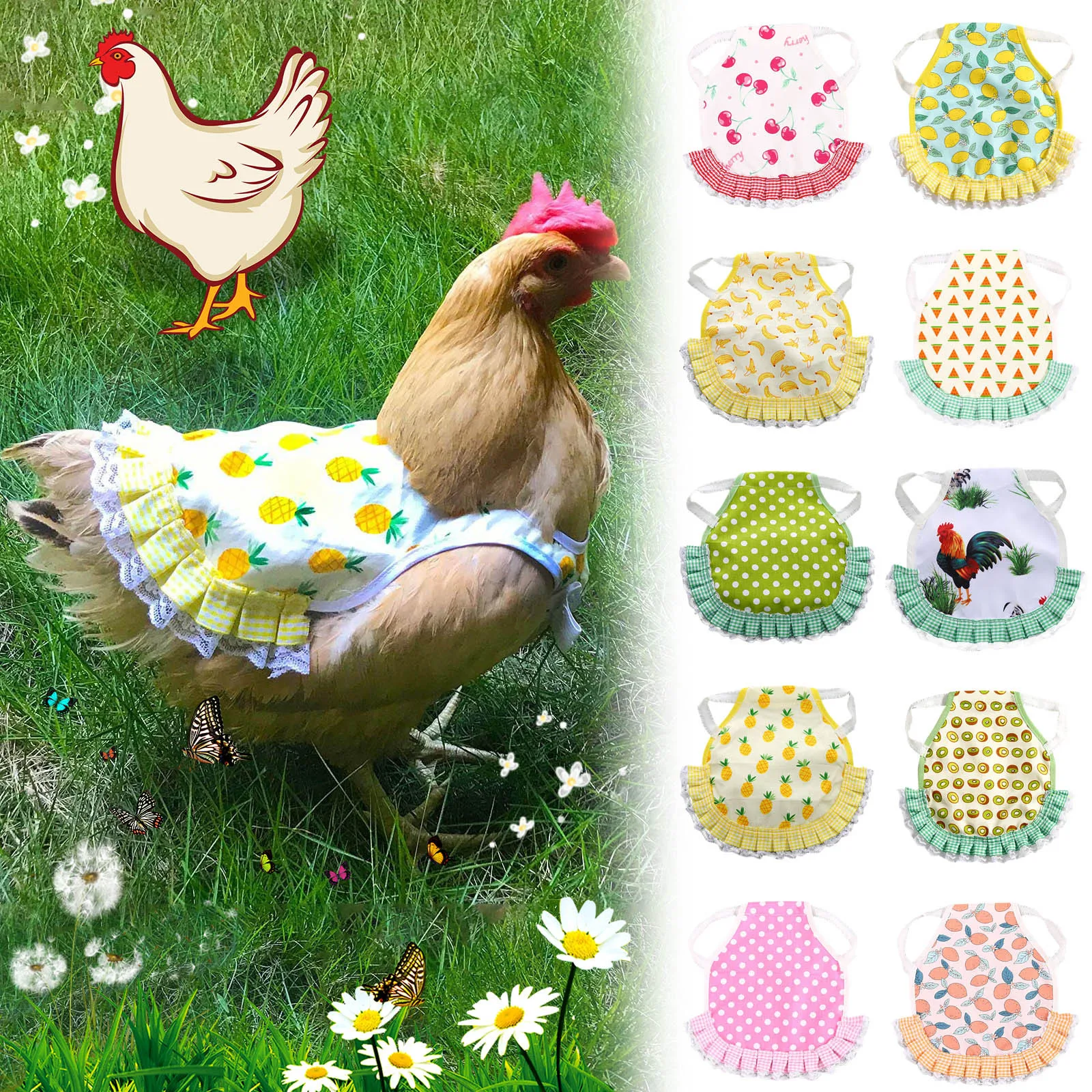 Printed-Chicken-Apron-Hen-Chicken-Saddle-Feather-Back-Protector-Double ...