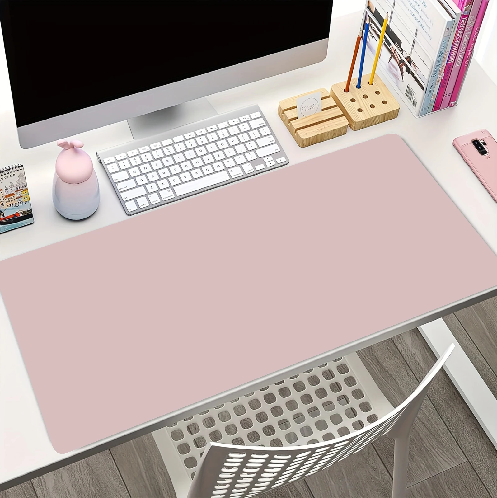 White and Black Mouse Pad Solid Color Gaming HD Mousepad XL Keyboard ...
