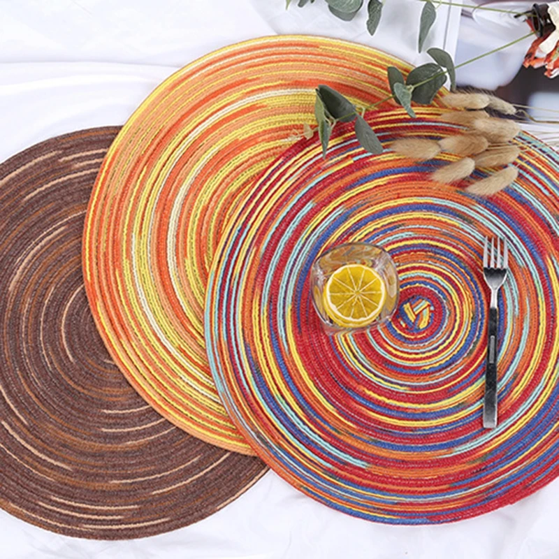 11-18-30-36-38cm-Woven-Cotton-Yarn-Dish-Mat-Non-slip-Round-Placemat ...