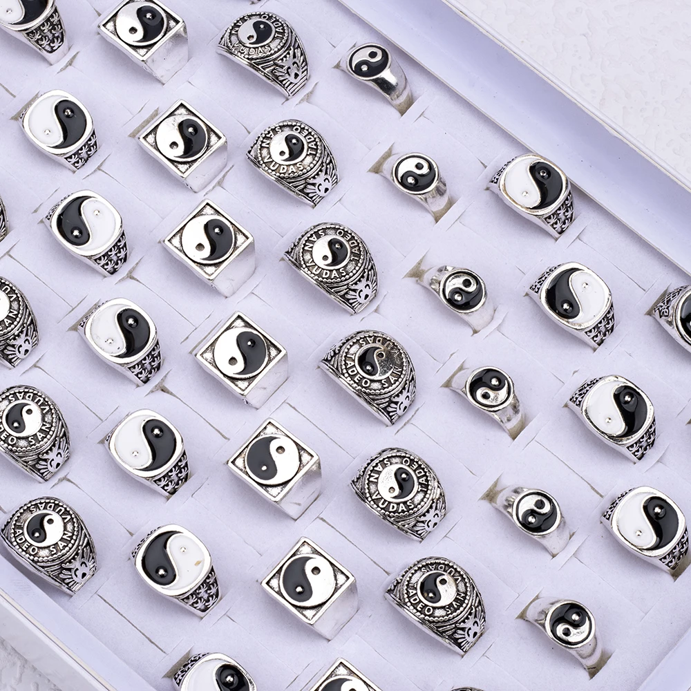 20-Pieces-lot-Vintage-Mix-Styles-Alloy-Taoism-Tai-Chi-Yin-Yang-Rings ...