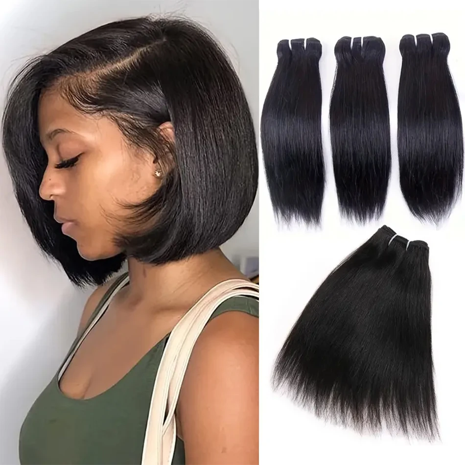 Wholesale-Short-Human-Hair-Weave-Bone-Straight-Brazilian-Virgin-Human ...