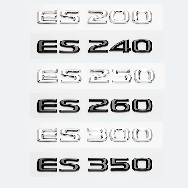 3D Chrome Black ES200 ES240 ES250 ES300 ES350 Car Rear Trunk Letters ...