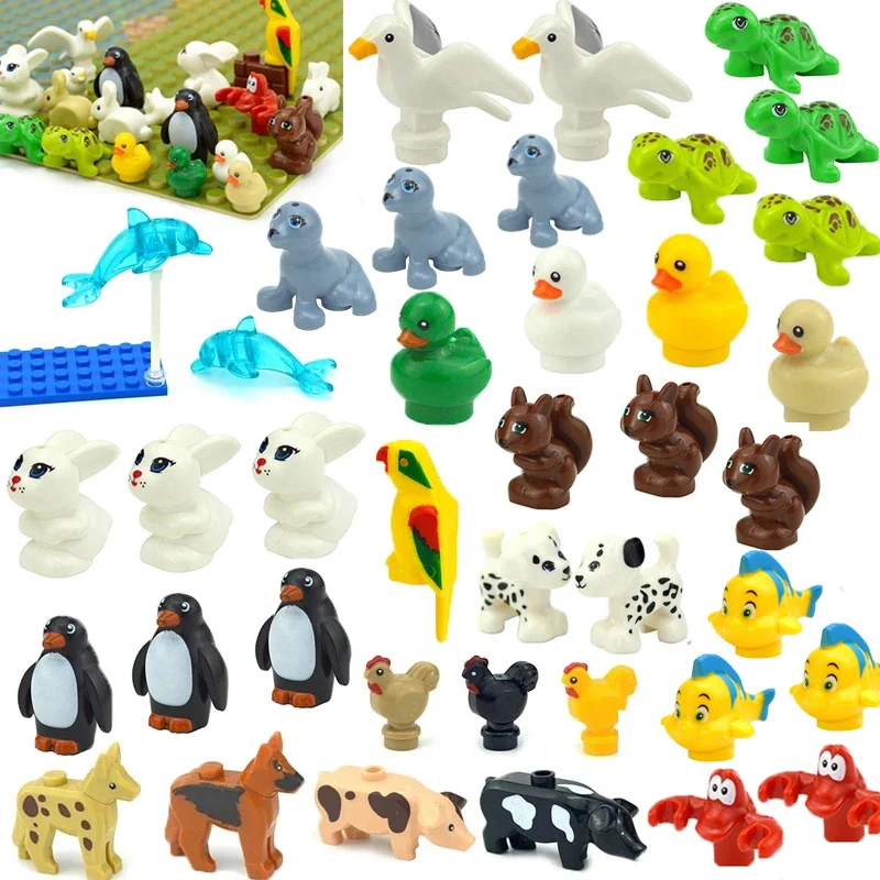 Moc City Animal Series Suits Cute Seagull Penguin Dolphin Duck Chicken ...