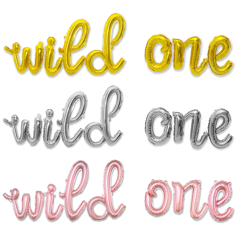 7Pcs-Rosegold-16inch-Wild-One-Letter-Foil-Balloons-Boy-Girl-1st ...