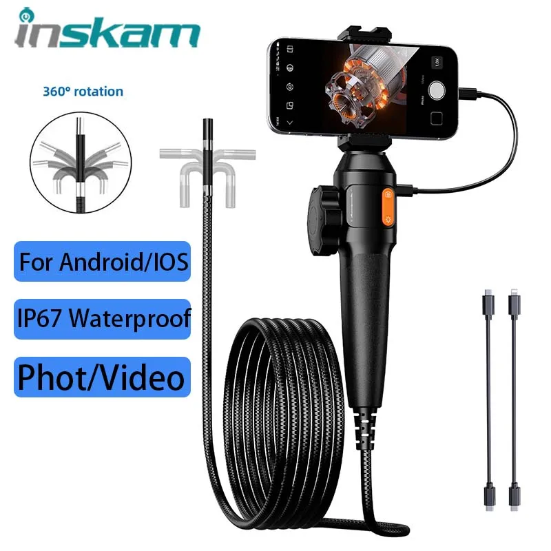 360 Degree Rotation Endoscope Inspection Camera 8.5mm Two-Way HD ...