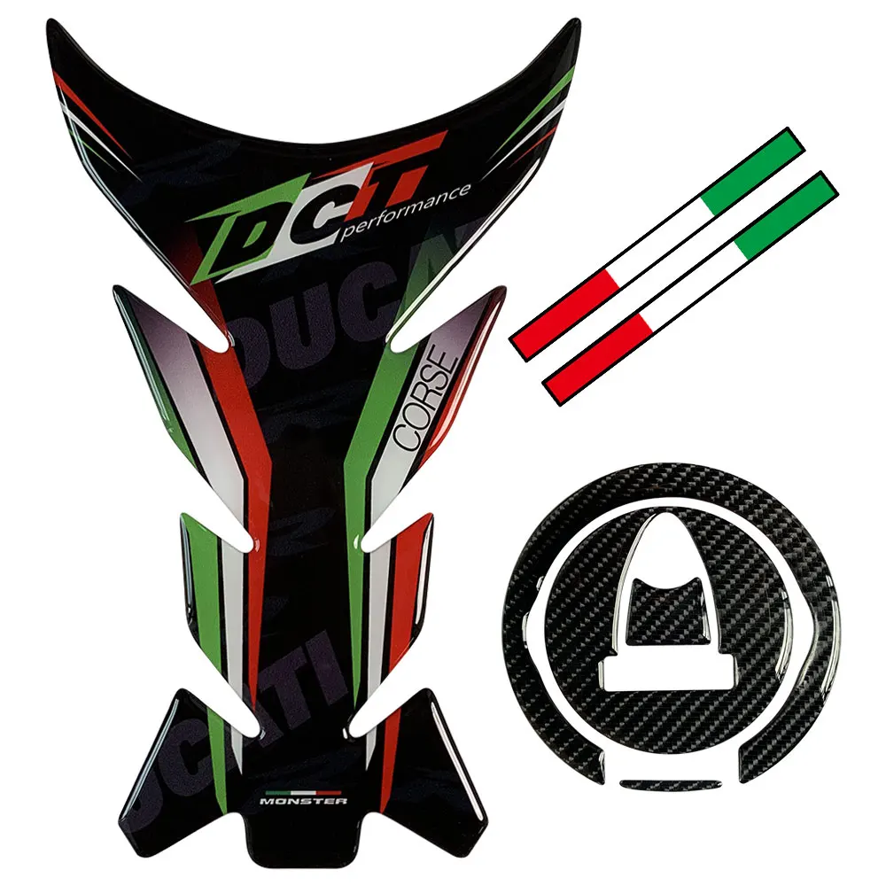 3D Carbon Motorcycle Fuel Gas Tank Cap Sticker Cover Decal For Ducati ...