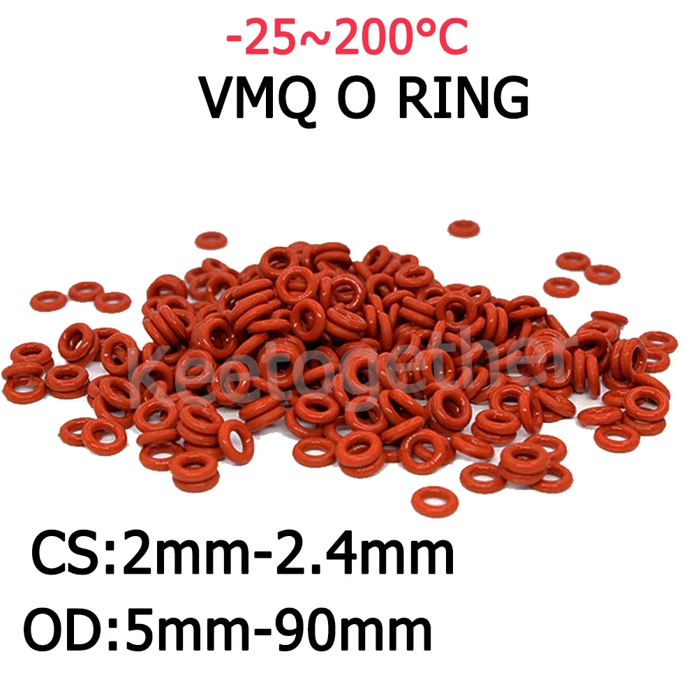 10Pcs-CS-2mm-2-4mm-Red-Silicone-VMQ-O-Ring-Gasket-Food-Grade-Sealing ...