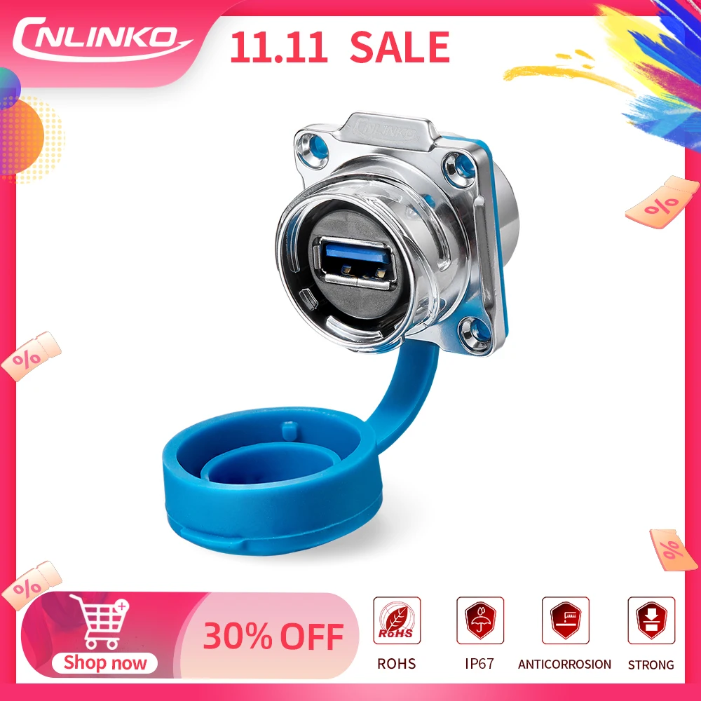 CNLINKO-USB-Female-Waterproof-Connector-USB3-0-Metal-Socket-Double ...