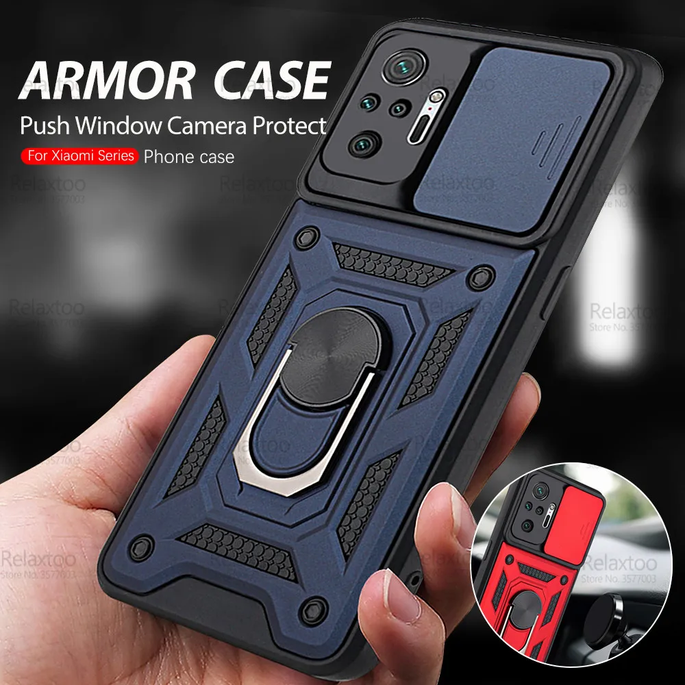 For Xiaomi Redmi Note 10 Pro Case Push Camera Protect Armor Cover Redmy ...