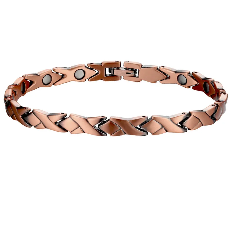 Womens Cross Design Pure Copper Health Magnetic Therapy Bracelets Pain ...
