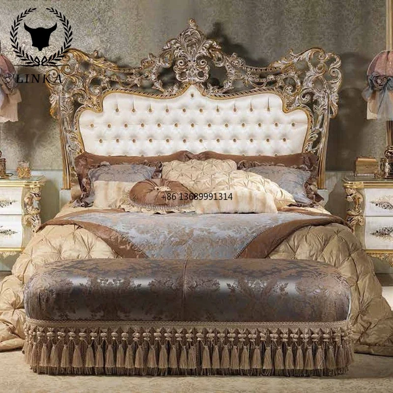 French-double-master-bedroom-luxurious-solid-wood-carved-big-bed ...