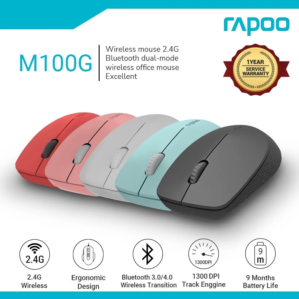Rapoo Silent Wireless Mouse Bluetooth Mouse with Bluetooth 3.0/4.0 RF2 ...