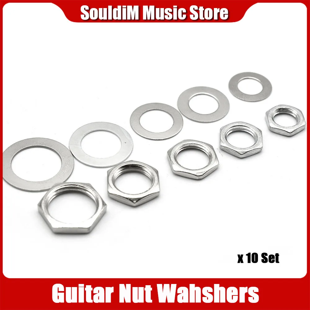 10sets M7/M8/M9/M10/M12 Nut and Washer for Guitar Potentiometer Nut ...