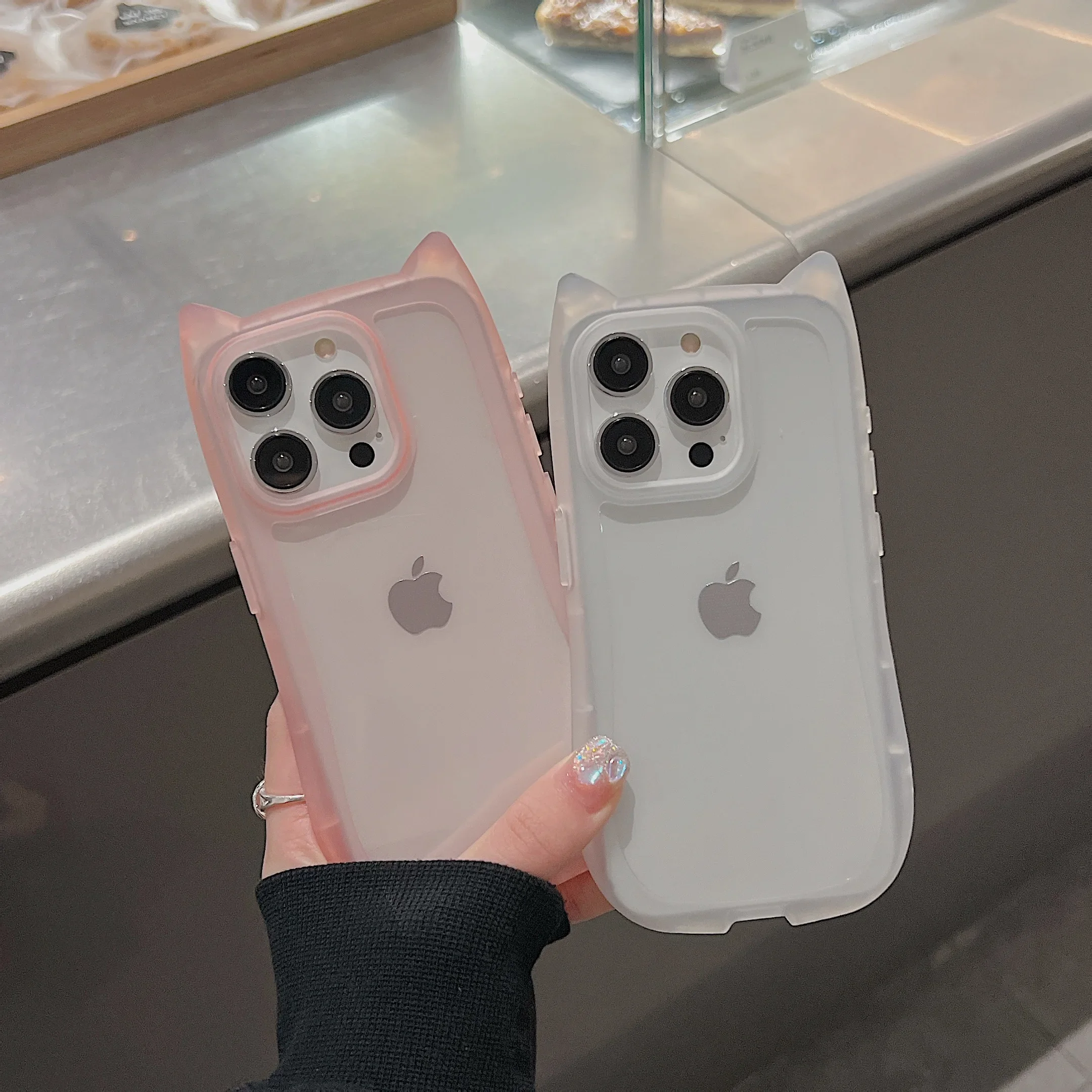 Soft-Silicone-Cute-Cat-Ear-Phone-Case-for-iPhone15-11-13-12-14-ProMax ...