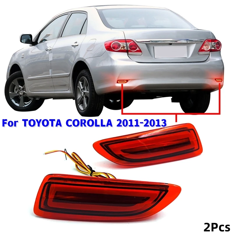 2Pcs/set Car LED Rear Bumper Reflector Light Set Driving Lamp Brake ...