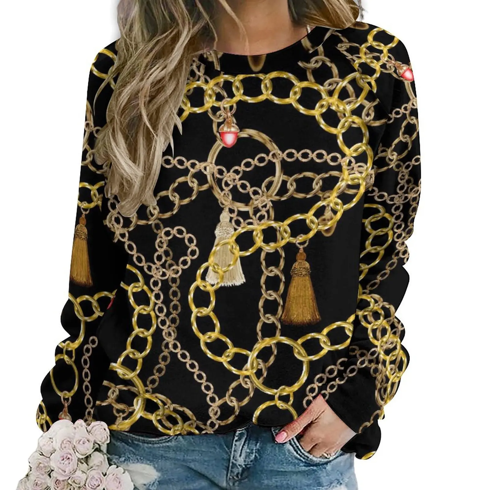 Gold-Chains-Casual-Hoodies-Winter-Jewelry-Print-Retro-Hoodie-Long ...