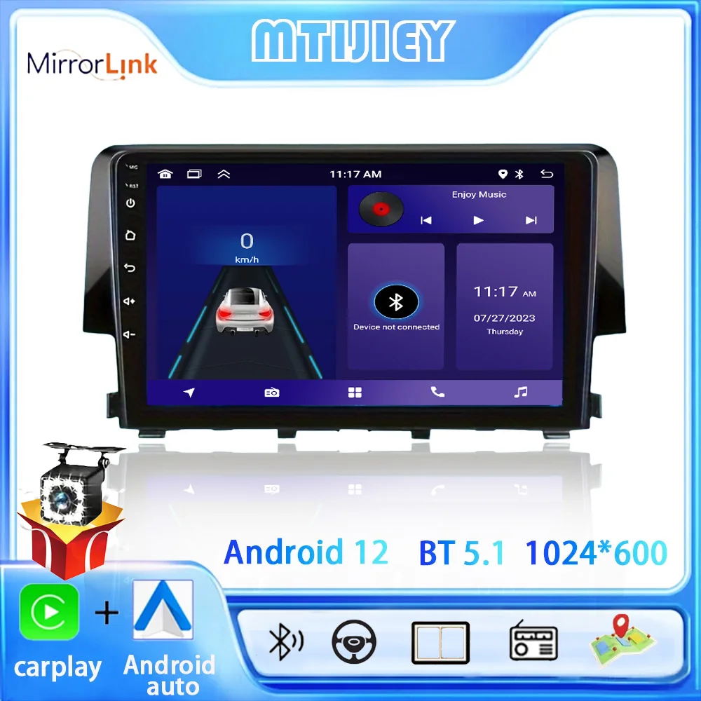 For-Honda-Civic-2016-2020-Android-12-Car-Radio-Stereo-Multimedia-WIFI ...