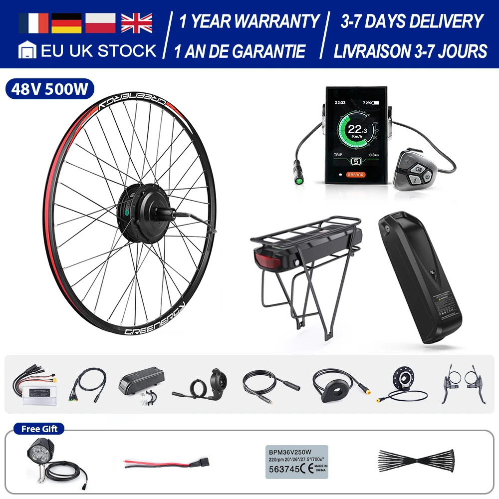 Bafang 500W Wheel Hub Motor with Battery 48V 20Ah 19.2Ah EBike Electric ...