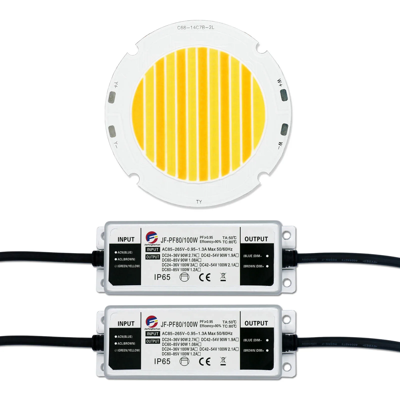 100W High Power Driver+LED COB Chip LED Bead Bicolor Bulb Warm/White ...