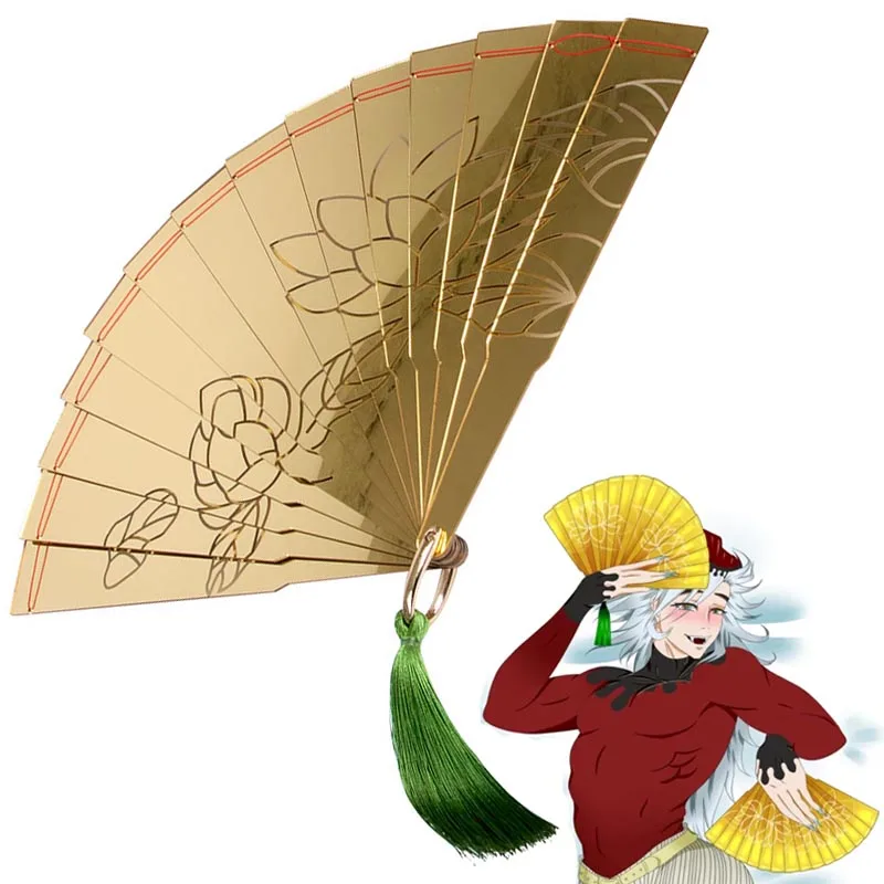 Anime-Demon-Slayer-Douma-Cosplay-Props-Golden-Plastic-folding-Fan ...