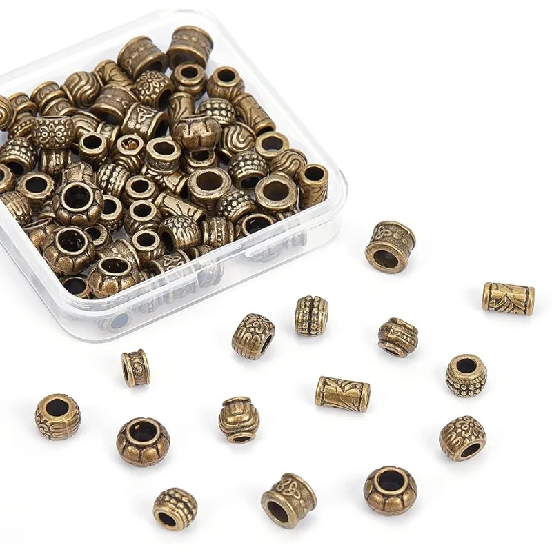 80-Pcs-Tibetan-Style-Large-Hole-Spacer-Beads-8-Shapes-Antique-Bronze ...