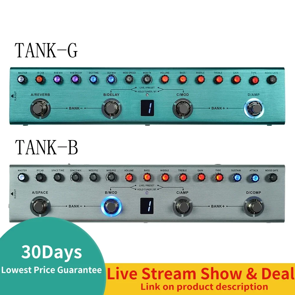 M vave Tank G Pure Digital multiefectos Pedal de guitarra efector Reverb Delay MOD AMP batería ...