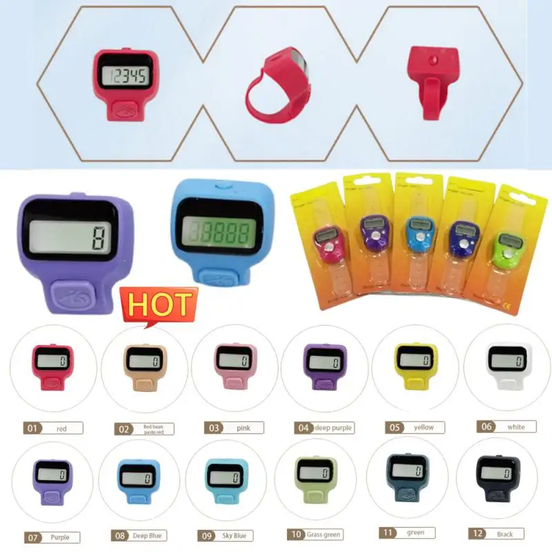 12Color Fitness Electronic Finger Counter, Mini Digital Display Hand ...