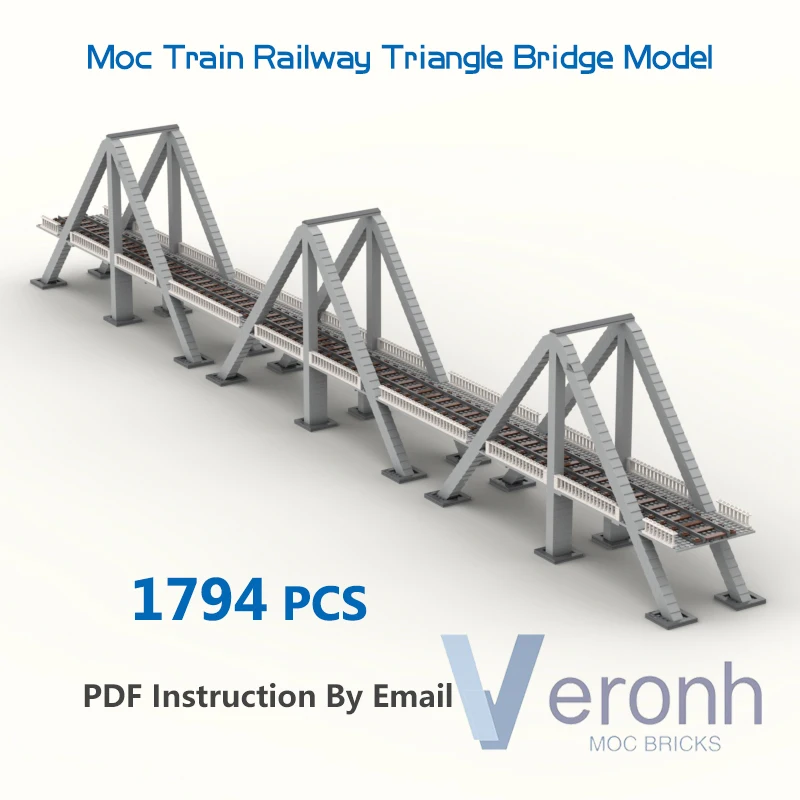 1794 PCS MOC Railway Triangle Bridge Model Building Blocks City Train ...