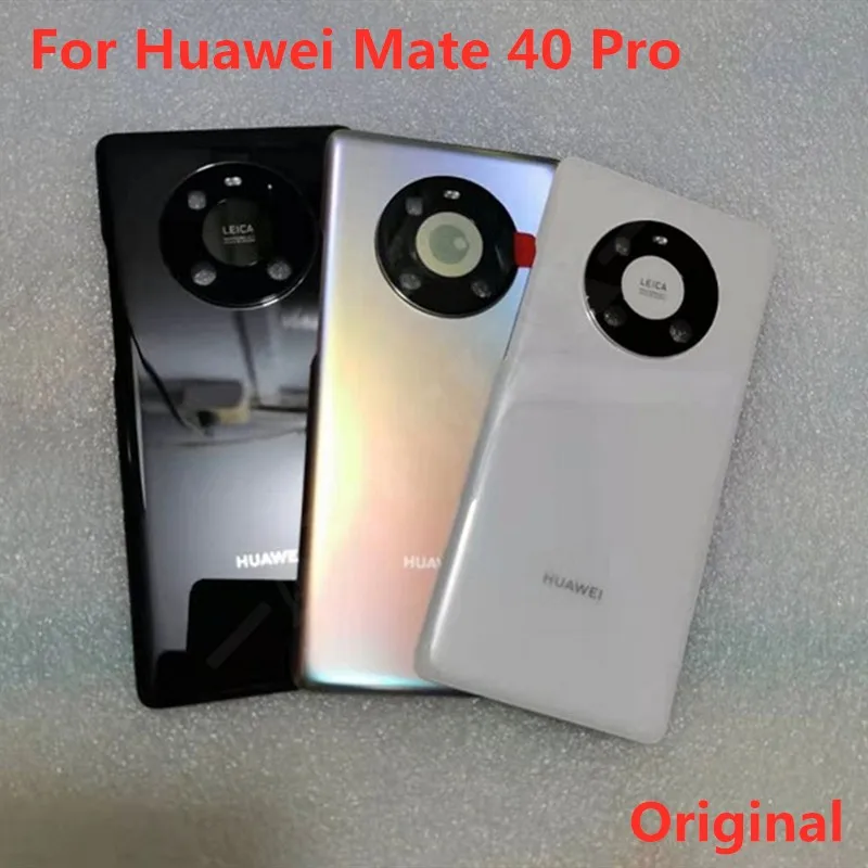 Funda trasera de vidrio templado para Huawei Mate 40 Pro, cubierta trasera de batería, marco de ...