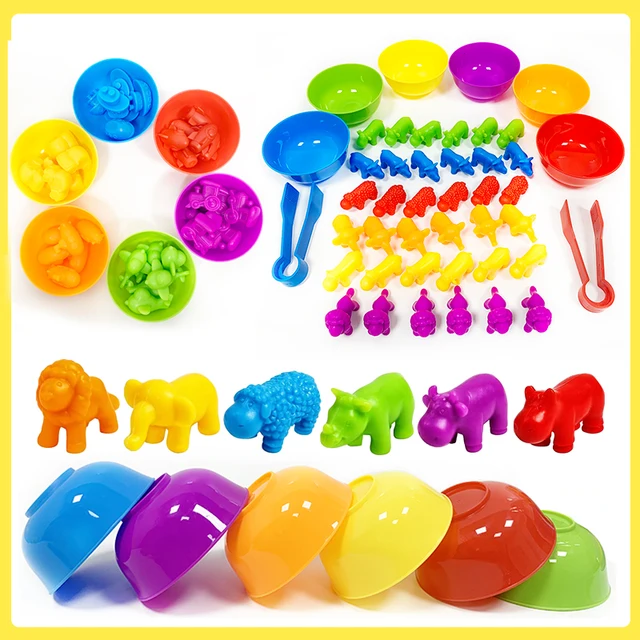 Kids Matching Game Learn Educational Toys Animal Cognition Rainbow Sort ...