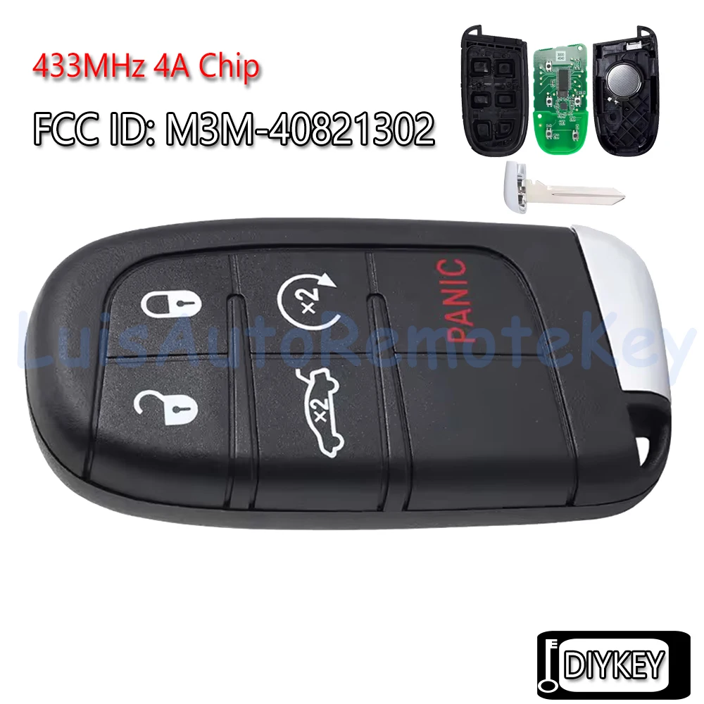Smart Remote Car Key Fob 433MHz 4A Chip for Chrysler 200 300 for Dodge ...