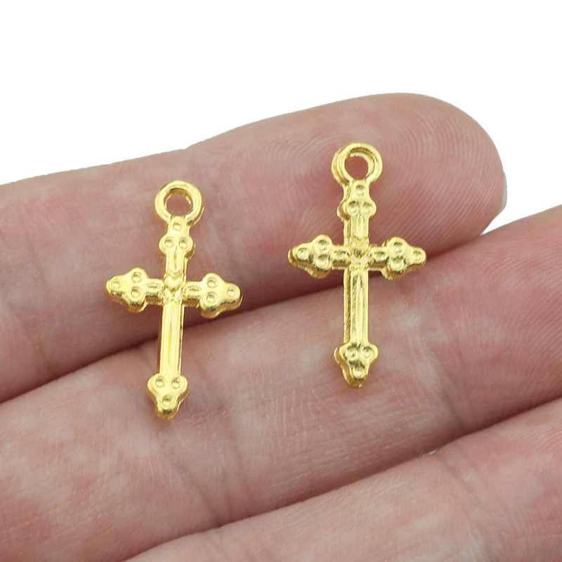 20 Pieces 11x21mm Two Colors Cute Cross Crucifix Charms Pendant For Diy ...