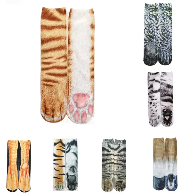 New-3D-Print-Animal-Paw-Socks-Funny-Women-Men-Crew-Long-Stocks-Elastic ...