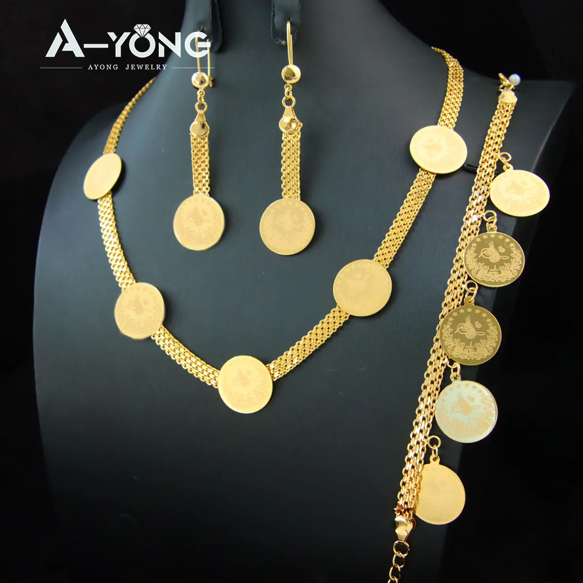 Arab-Wedding-Jewelry-Set-for-Women-21k-Gold-Plated-Dubai-Middle-East ...