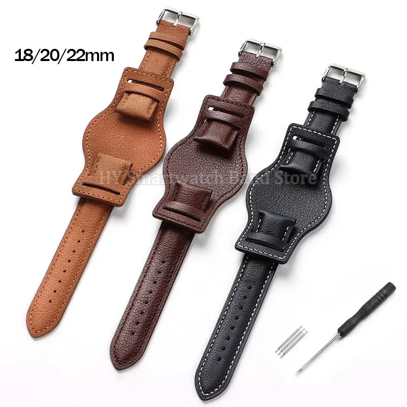 18mm 20mm 22mm Genuine Leather Strap for Seiko for Rolex Vintage ...