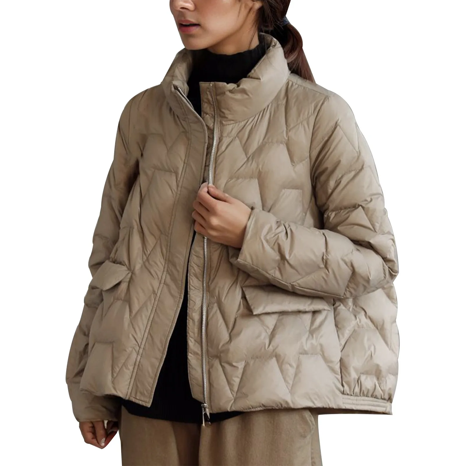 Women-s-Solid-Color-Turtleneck-Winter-Down-Jacket-Elegance-Meets-Warmth ...