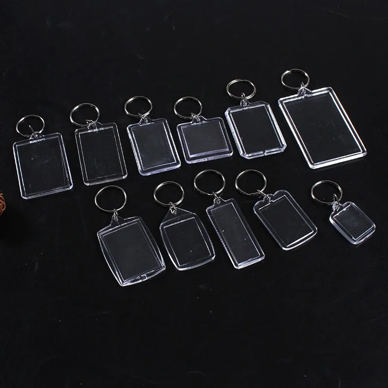 Plastic Transparent Acrylic Keychain Empty Shell Put Photo Frame ...