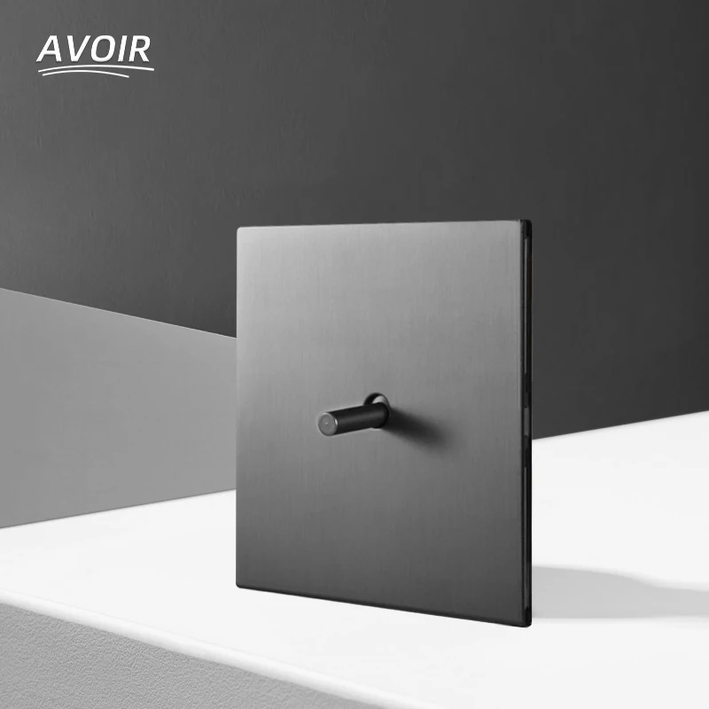 Avoir-Gray-Wall-Light-Switch-1-4-Gang-2-Way-Brass-Lever-Toggle-Switch ...