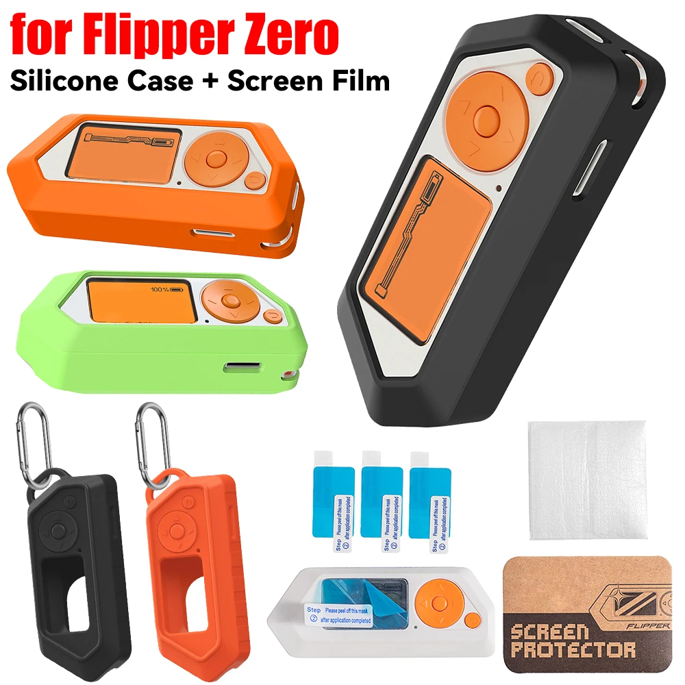 For-Flipper-Zero-Silicone-Case-3pcs-Screen-Film-Game-Console-Protective ...