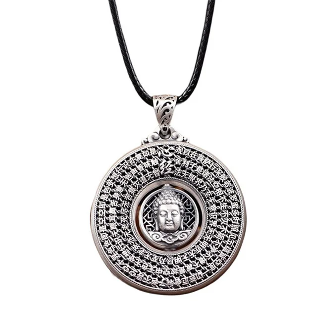 Blessing Heart Sutra Buddha Pendant For Women Men Jewelry Rotatable ...
