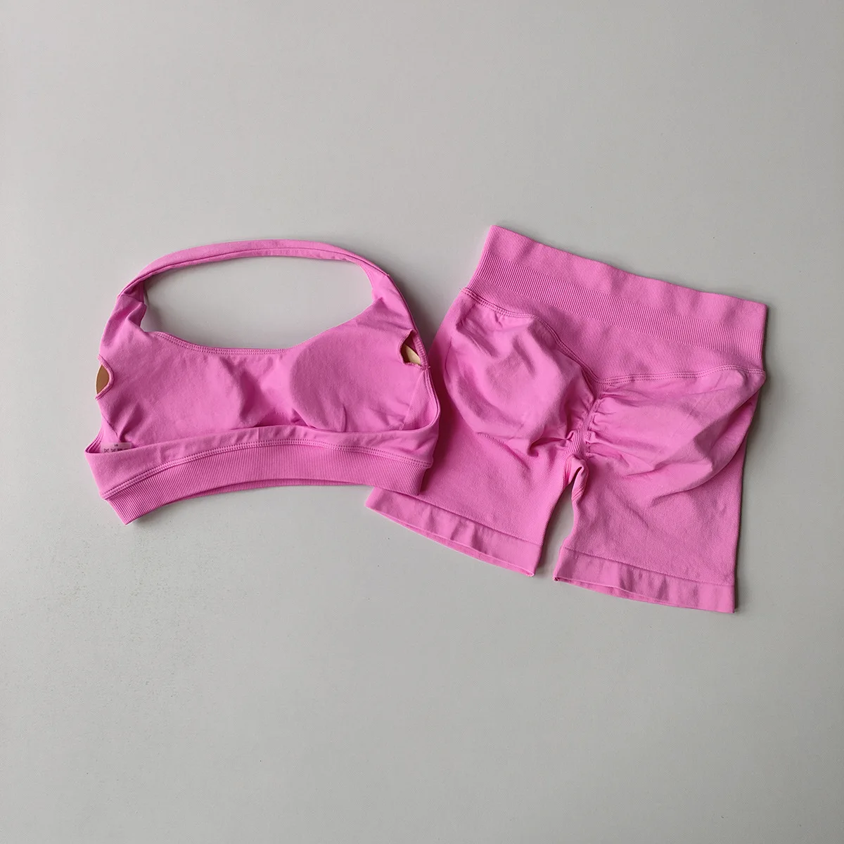 NO LOGO Impact Shorts Sets Seamless Yoga Set Women 2Pcs Halter Sports ...