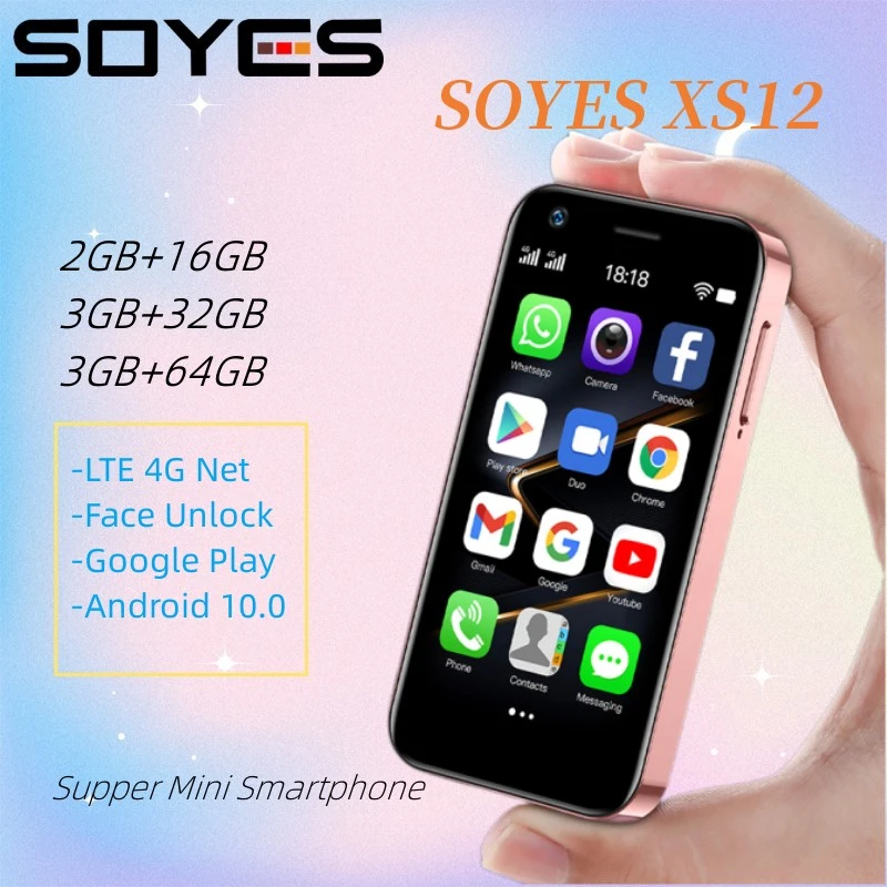 미니 LTE 4G 스마트폰, SOYES XS12, 초박형, 귀여운 안드로이드 10, 학생 휴대폰, 구글 플레이, 틱톡, 와이파이, 일본, 한국, 러시아어 ...